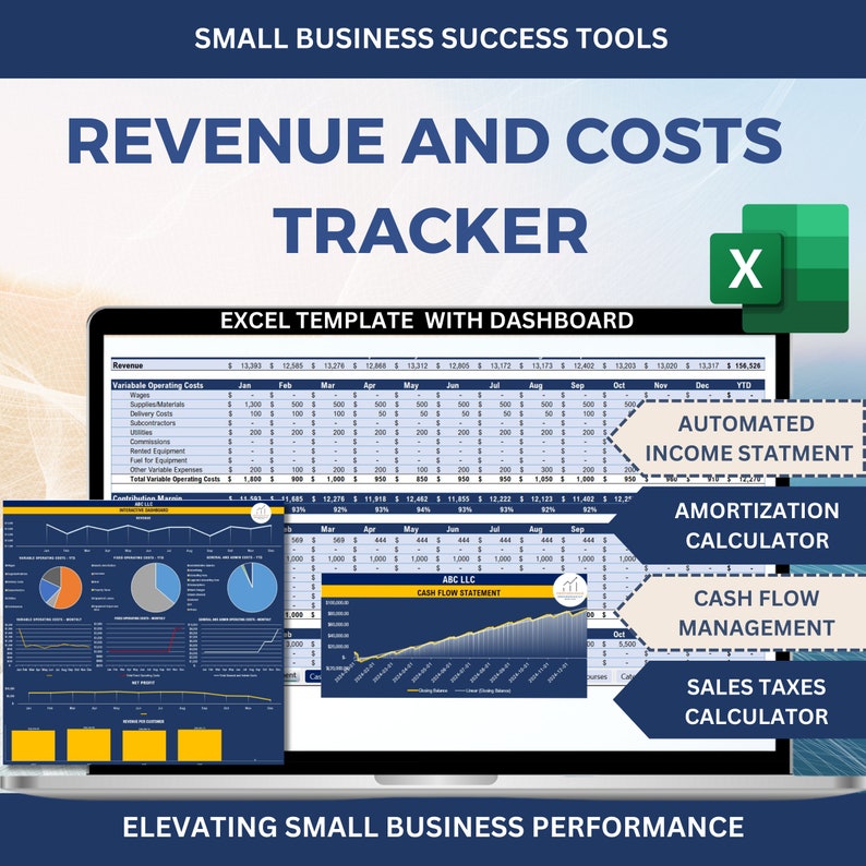 Revenue and Costs Tracker Automated Monthly Income Statement in Excel ...