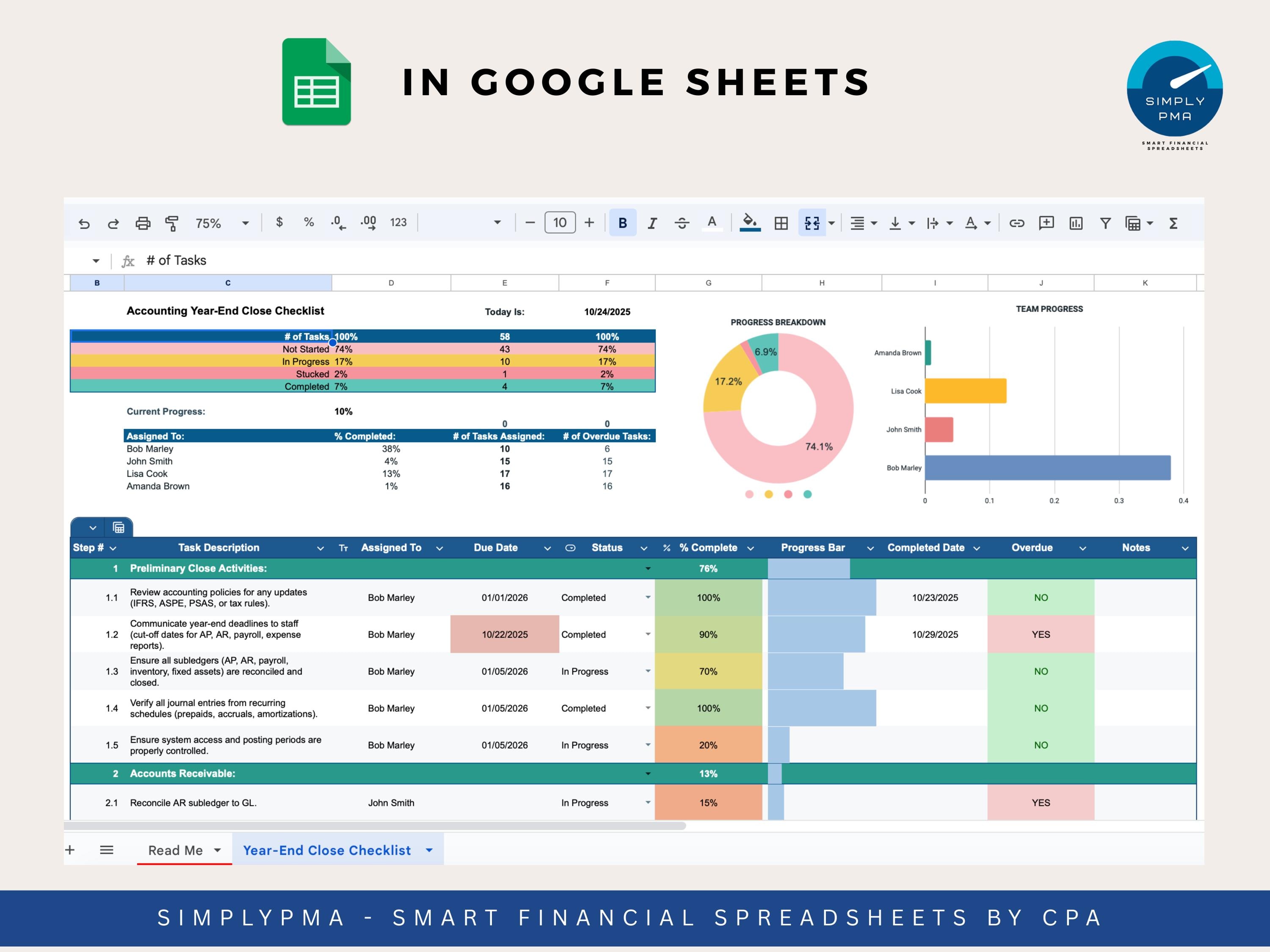 Accounting Year End Close Checklist Excel Template Bookkeeping CPA ...