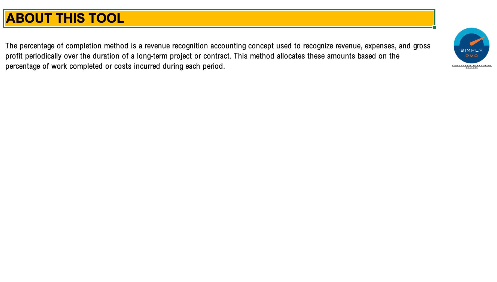 Long-term Project Percentage of Completion Revenue Calculator - Excel ...