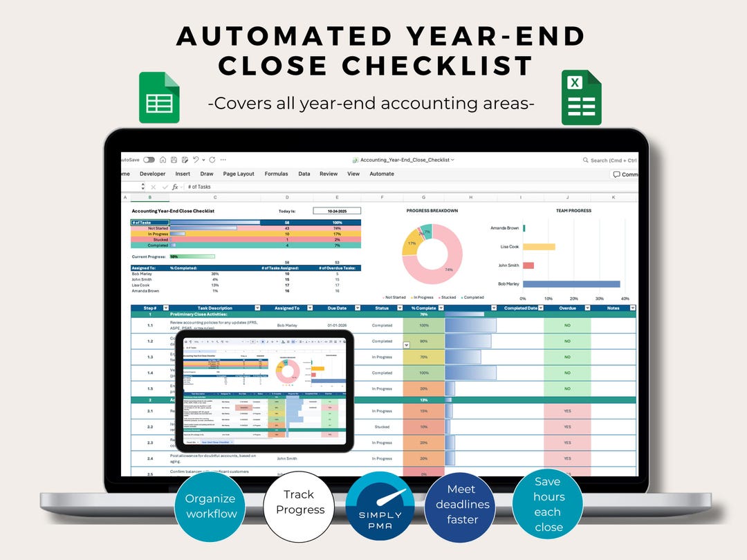 Accounting Year End Close Checklist Excel Template Bookkeeping CPA ...