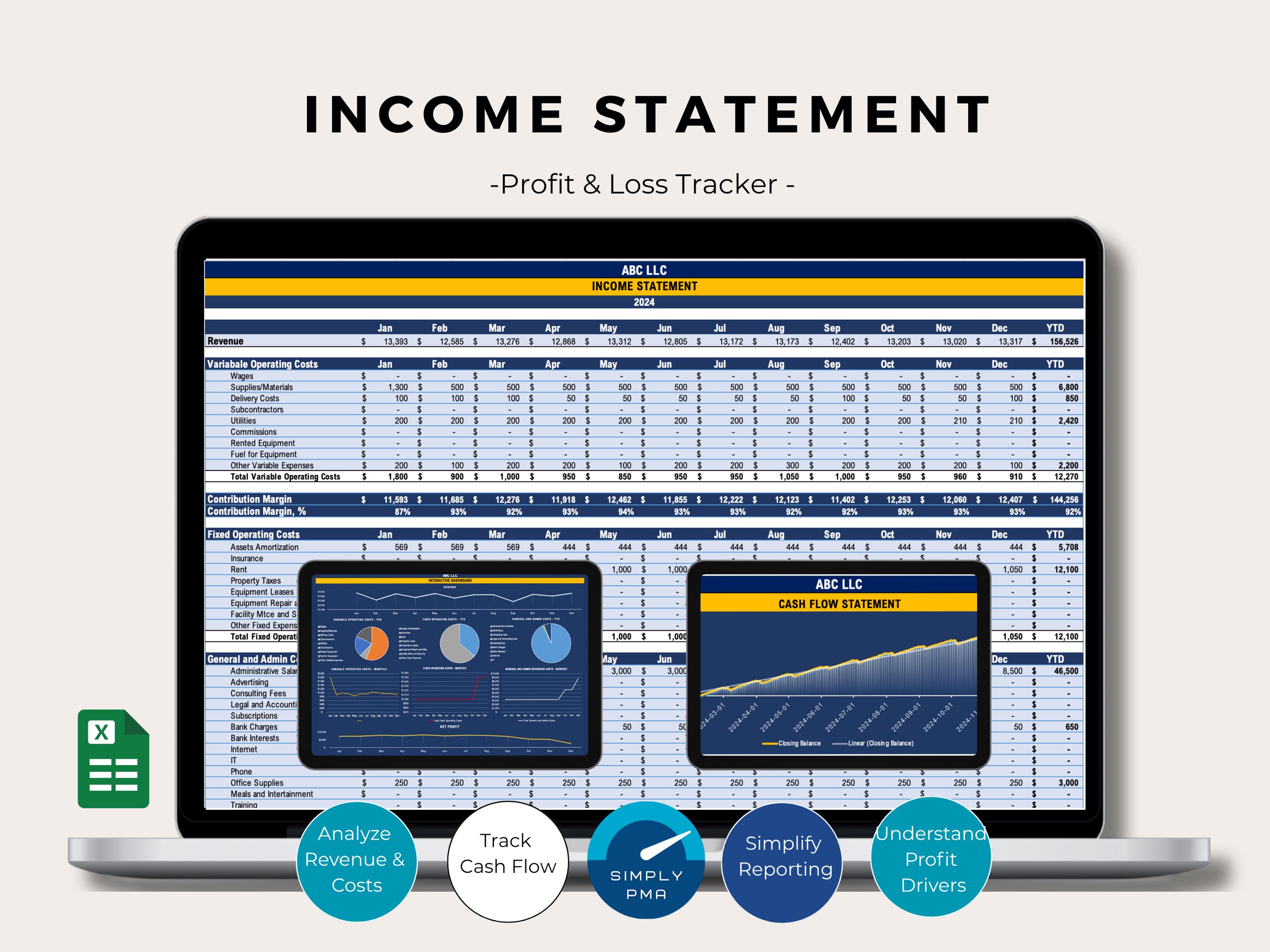 Income Statement Generator Excel Template Bookkeeping Financial Report ...
