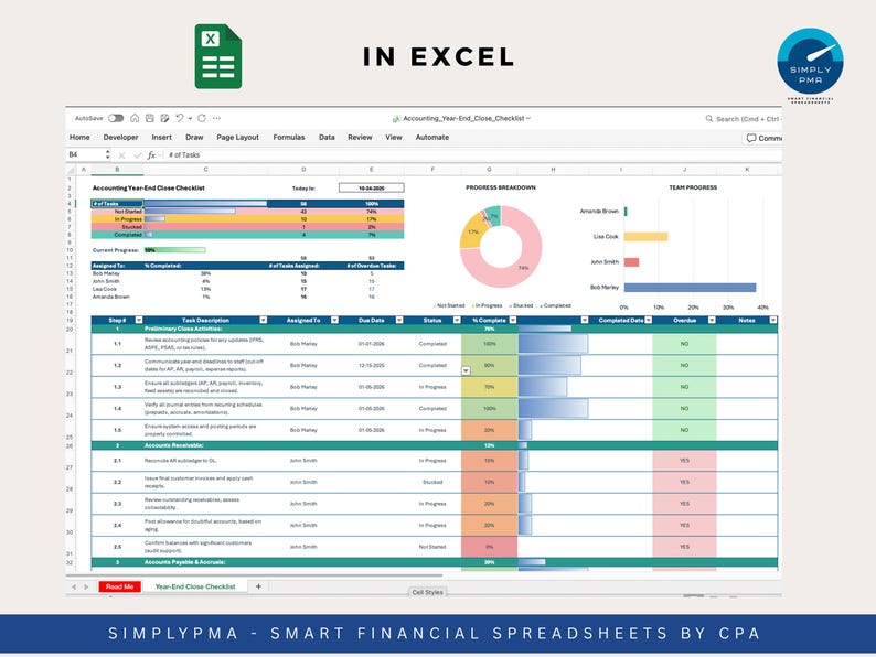 Accounting Year End Close Checklist Excel Template Bookkeeping CPA ...