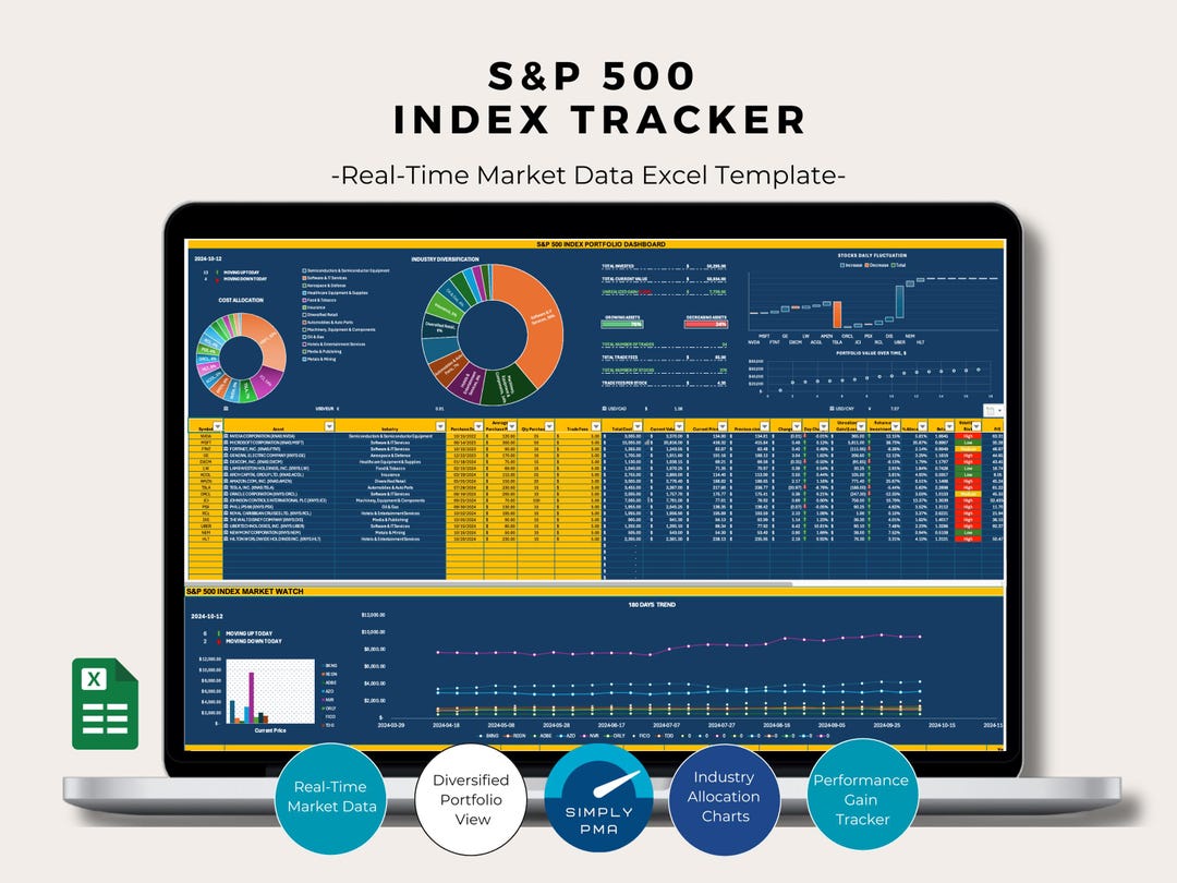Stock Portfolio Tracker Excel Template SP 500 Index Real Time ...