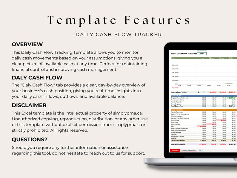 Daily Cash Flow Forecast Excel Template for Small Business - Etsy