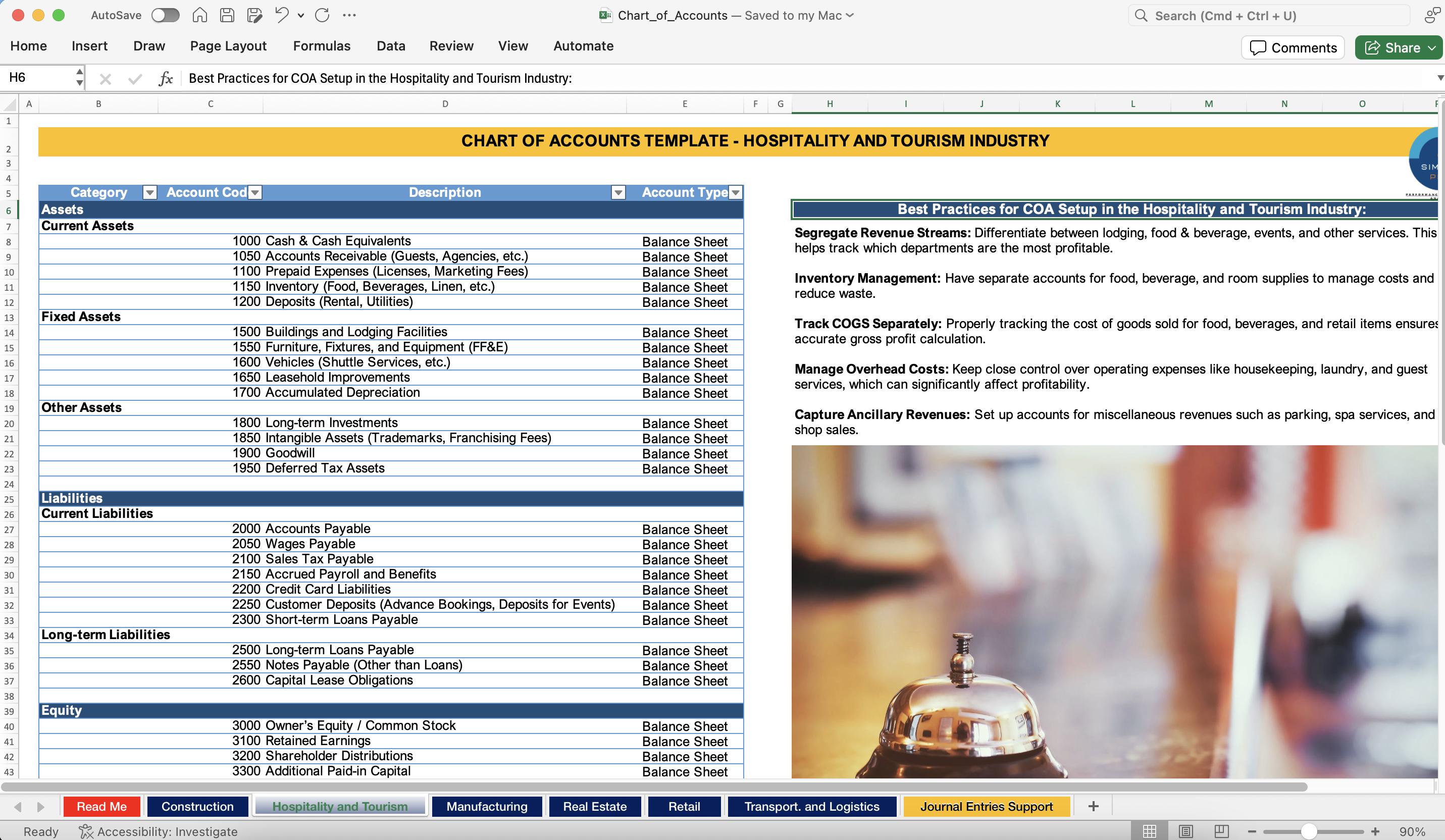 Chart of Accounts Excel Template Financial Statement Setup Multi ...