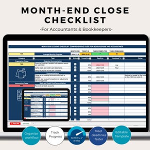 Month-end Closing Checklist Excel Template for Bookkeepers (digital ...