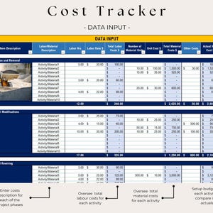 Construction Project Cost Tracker Interactive Dashboard Bookkeeping Job ...