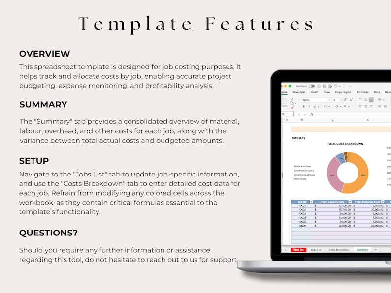Job Costing Excel Template Bookkeeping Project Cost Tracker ...
