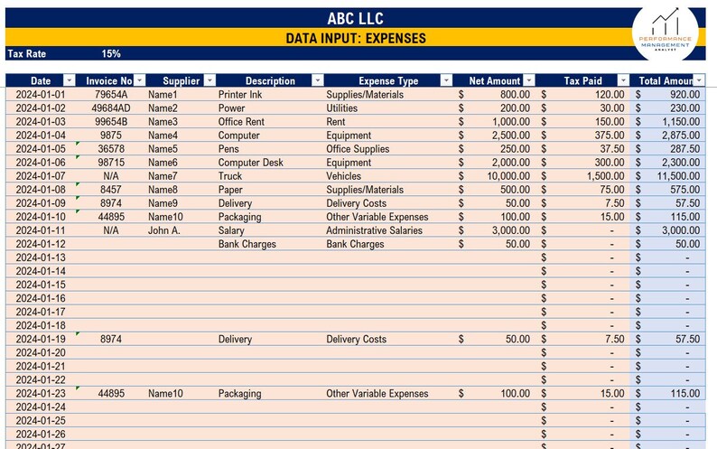 Revenue and Costs Tracker Automated Monthly Income Statement in Excel ...