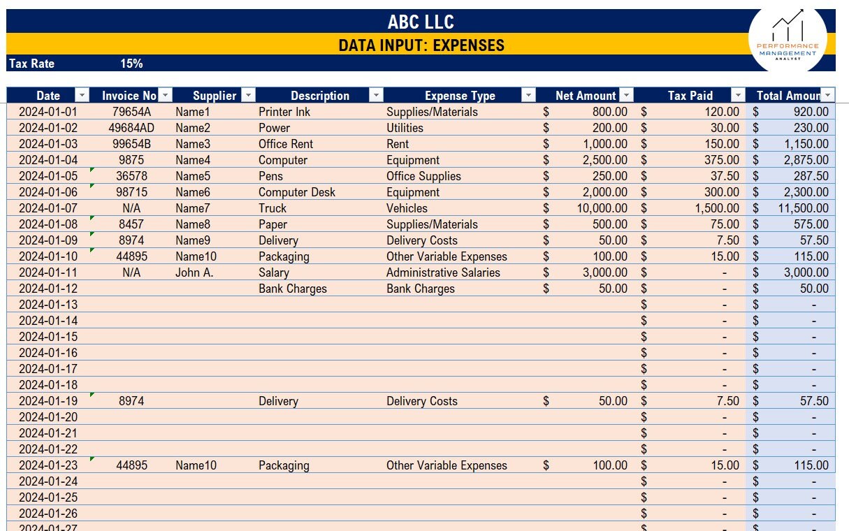 Revenue and Costs Tracker Automated Monthly Income Statement in Excel ...