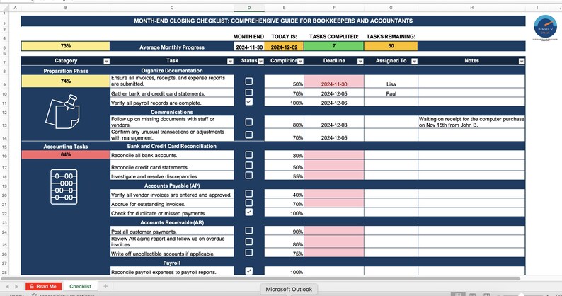 Month-end Closing Checklist Excel Template Comprehensive Guide for ...