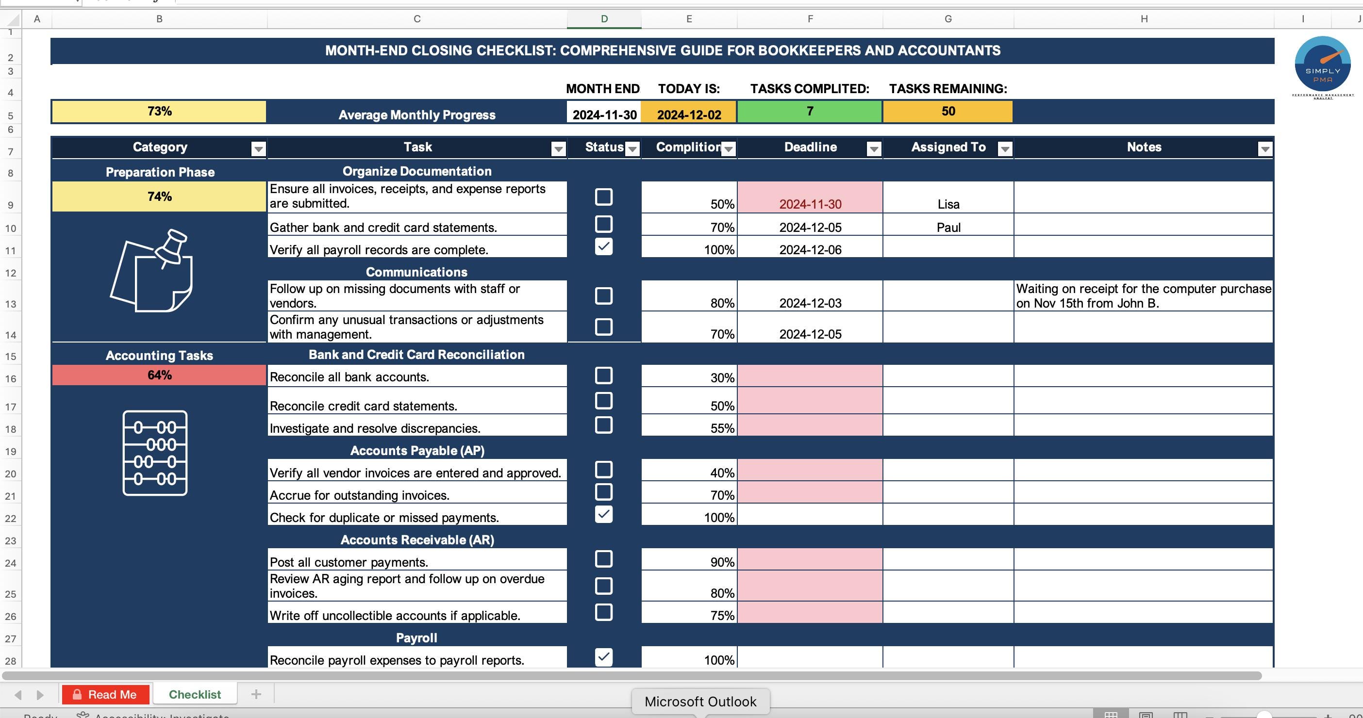 Month-end Closing Checklist Excel Template for Bookkeepers (digital Product) - Etsy