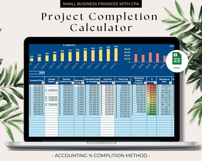 Long-term Project Percentage of Completion Revenue Calculator - Excel ...