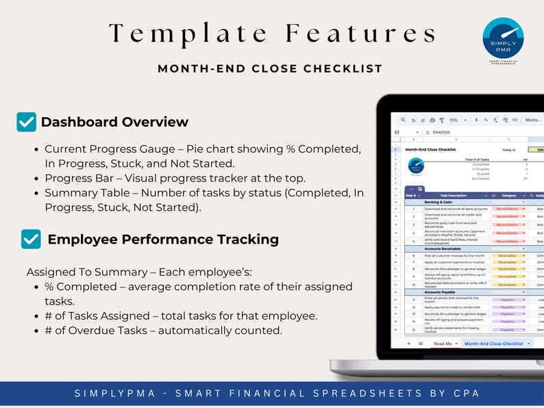 Month End Close Checklist Template for Accountants Bookkeepers Google ...