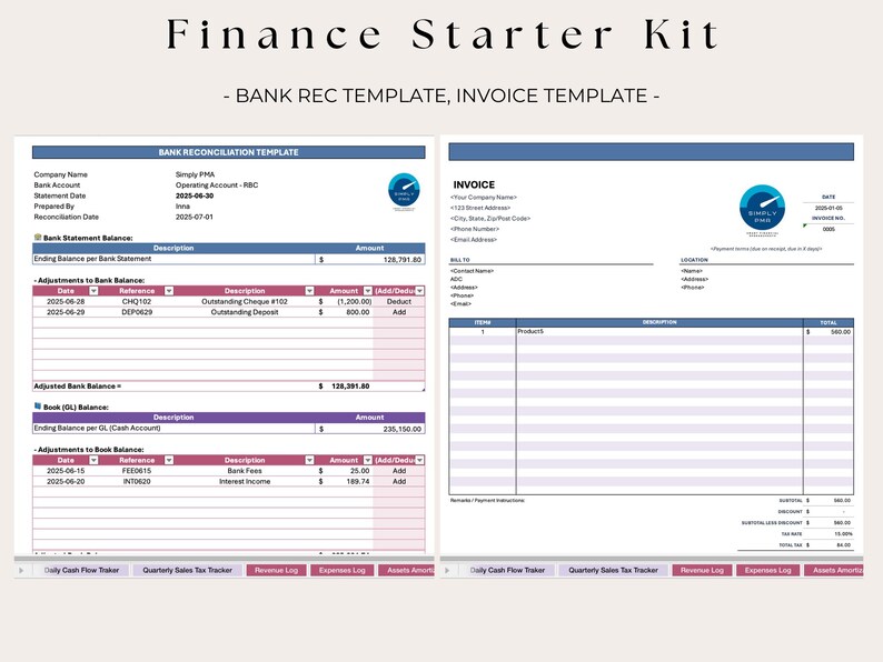 Finance Starter Kit Excel Template Business Bookkeeping Dashboard ...