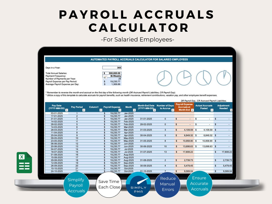 Payroll Accruals Calculator Excel Template Salaried Employees Expense ...
