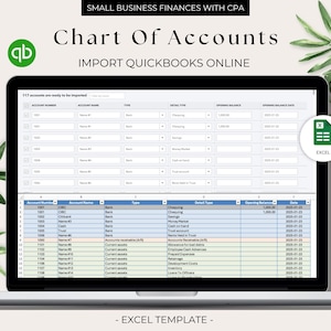 Quickbooks Online Chart of Accounts Import Template (excel & CSV) - Etsy
