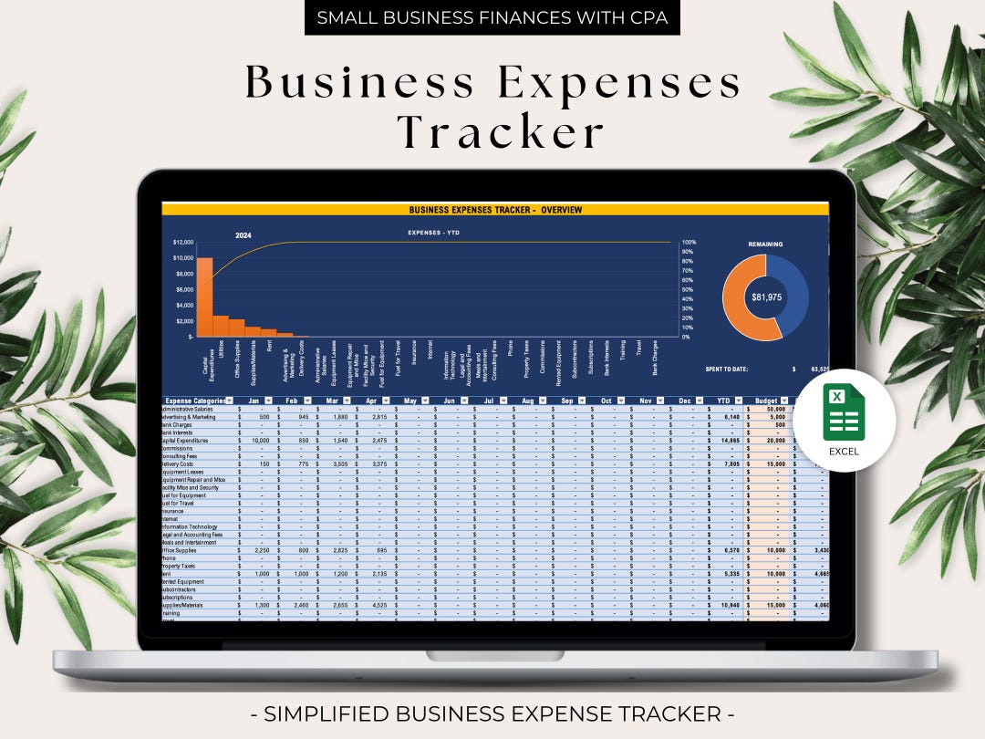 Business Expense Tracker: Excel Template for Budgeting (digital ...
