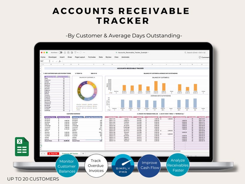 Accounts Receivable Tracker Excel Template Bookkeeping Invoice Payment ...