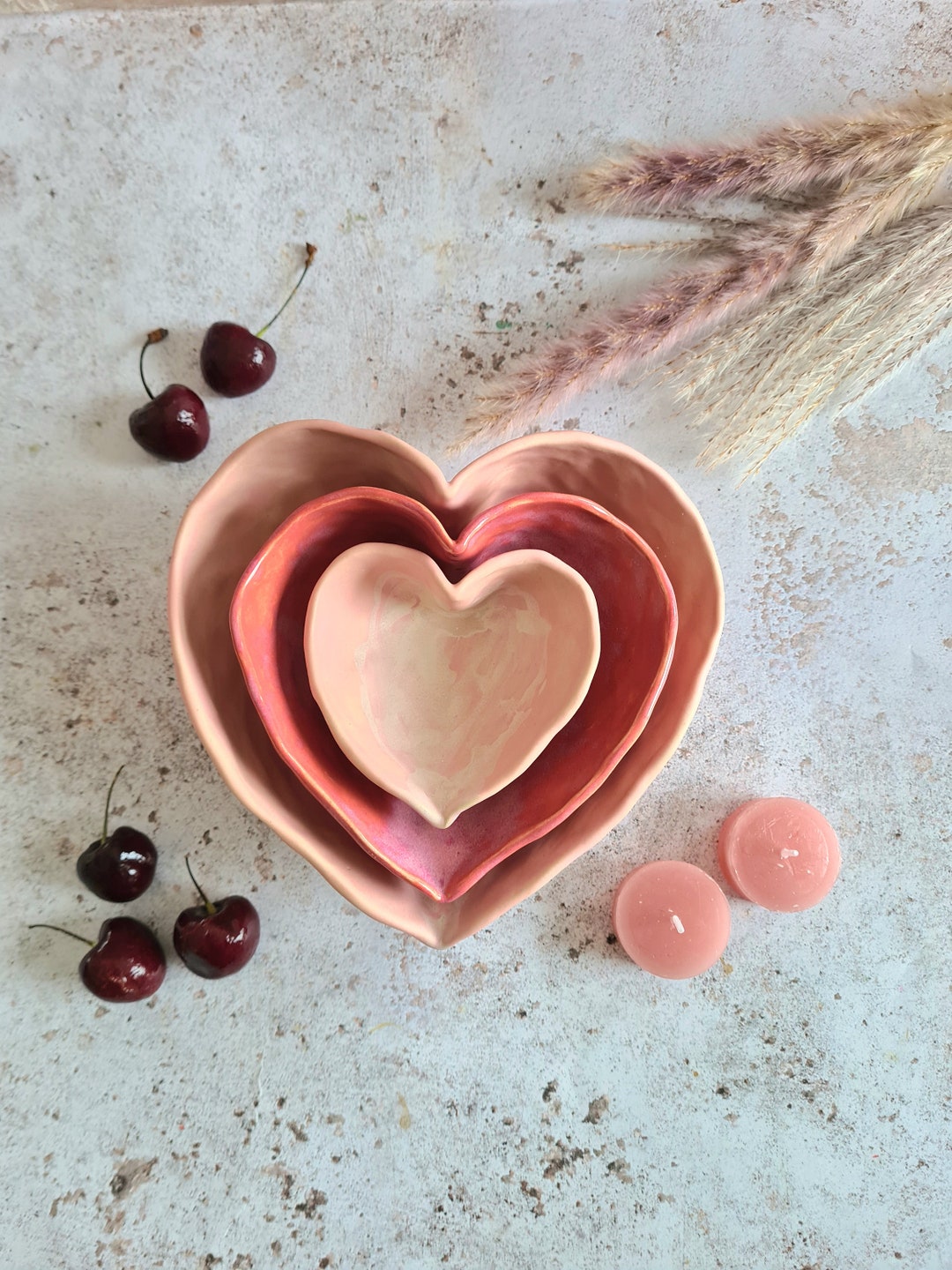 Handcrafted Ceramic Heart Nesting Bowls Various Glazes - Etsy