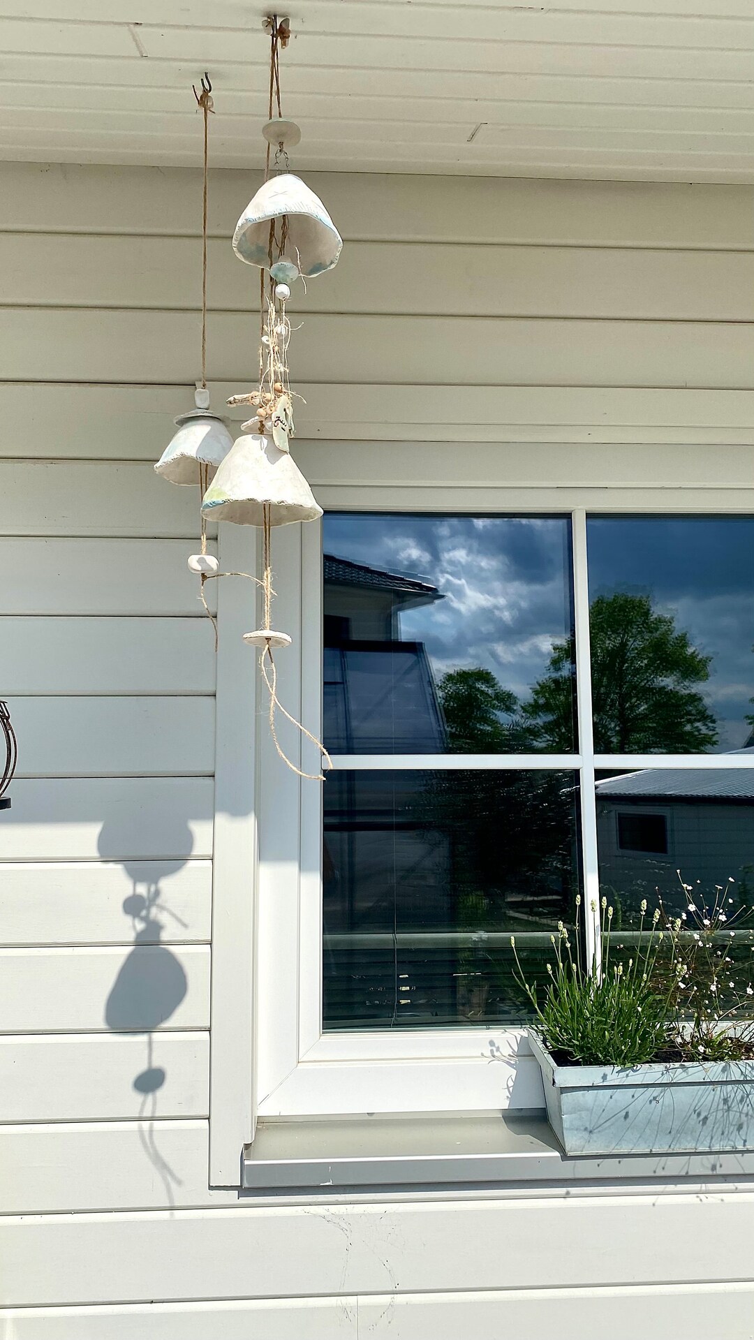 Ceramic Wind Chime Handmade White for Room and Garden, Beach House Look ...