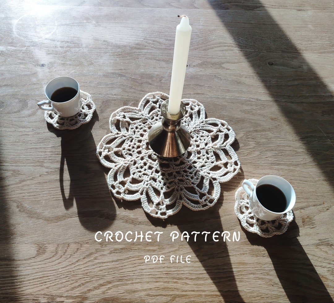 Cute Crochet Table Set. Crochet Coaster. Crochet Small Decorative Table ...