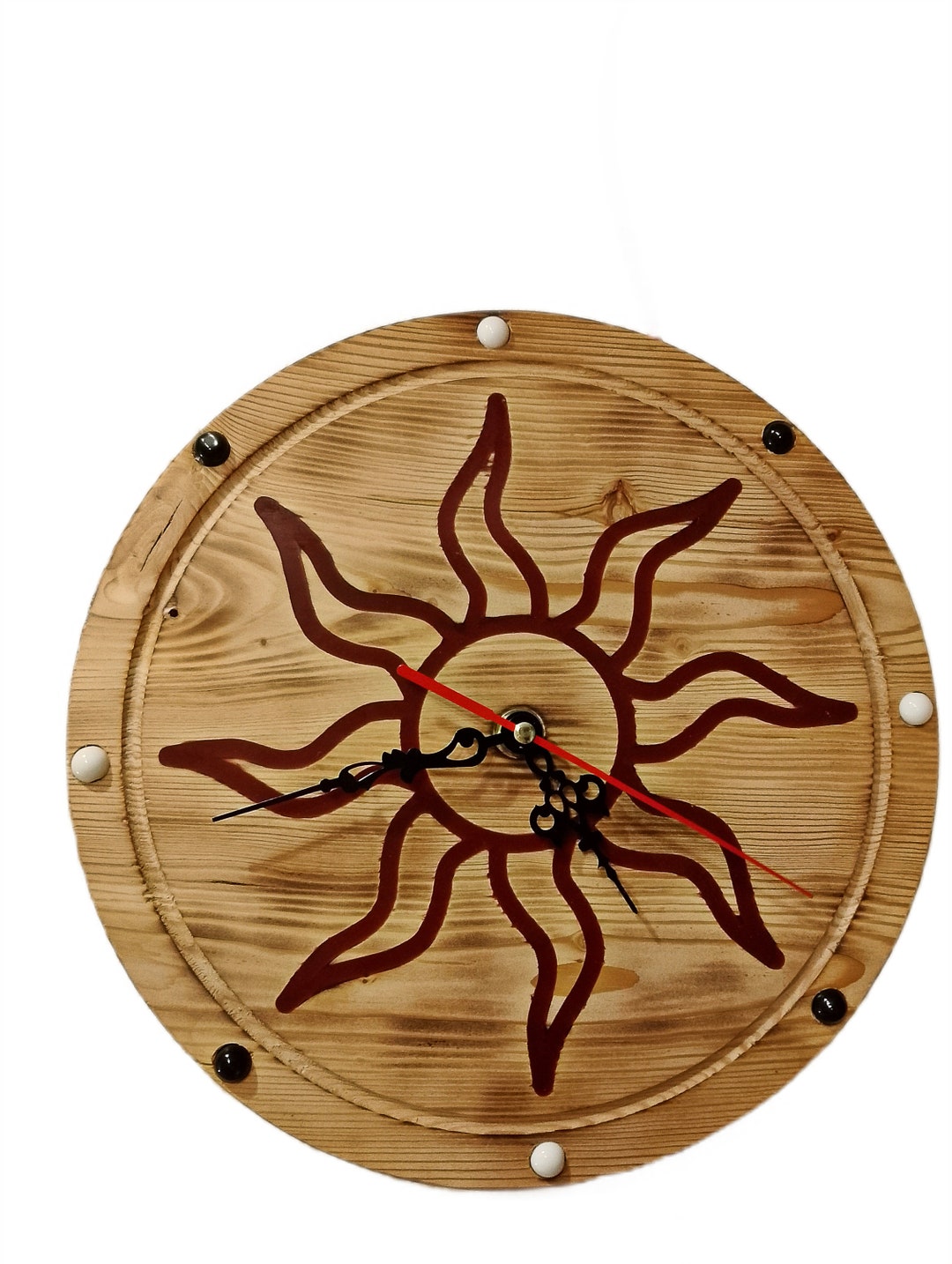 Handmade Wooden Decorative Clock, Large Wooden Wall Clock, Wall Clock ...
