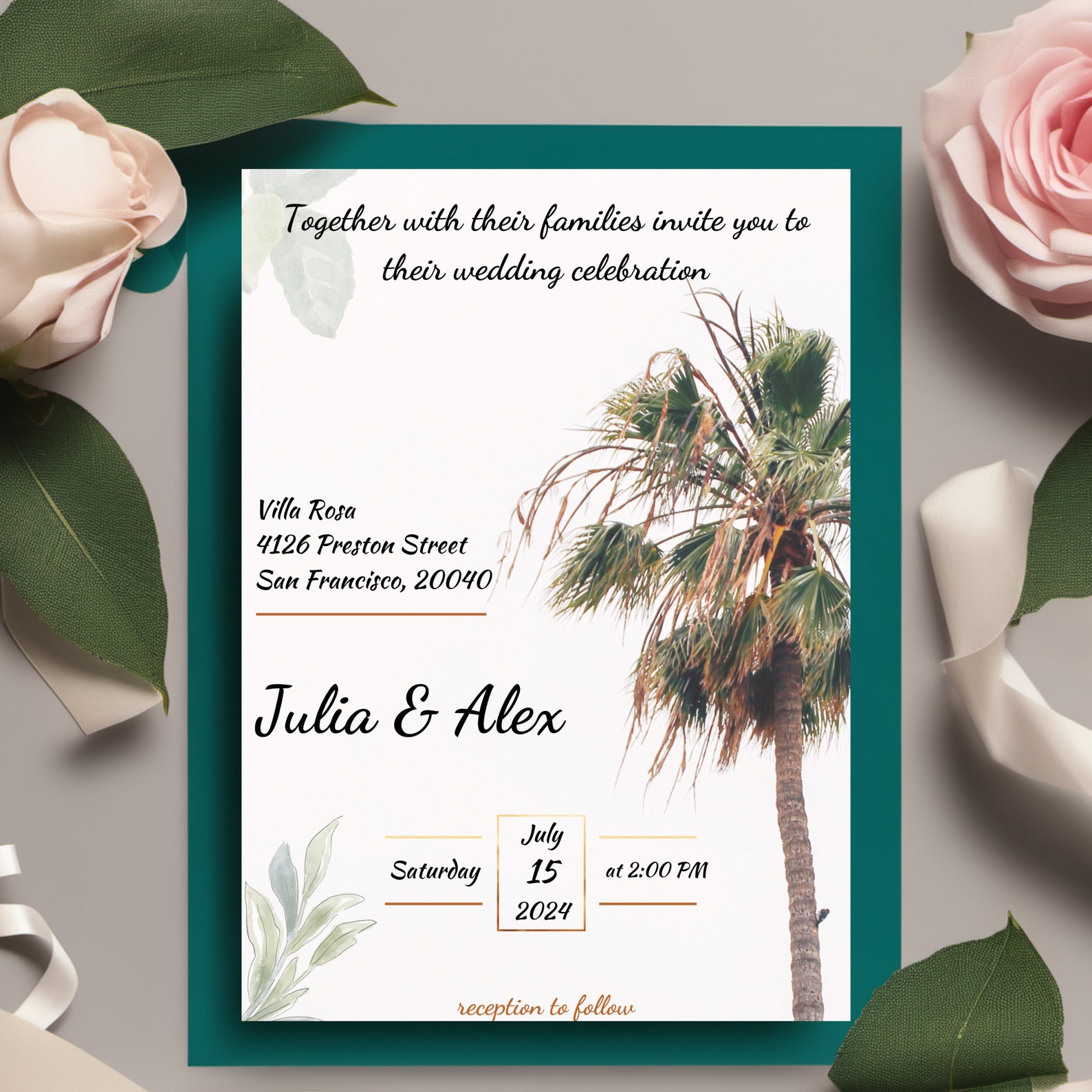 Tropical Wedding Invitation Template, Destination Beach Wedding ...