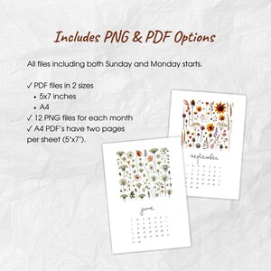 Flowers Monthly Desk Calendar 2025, 12 Month Printable Desk Calendar ...