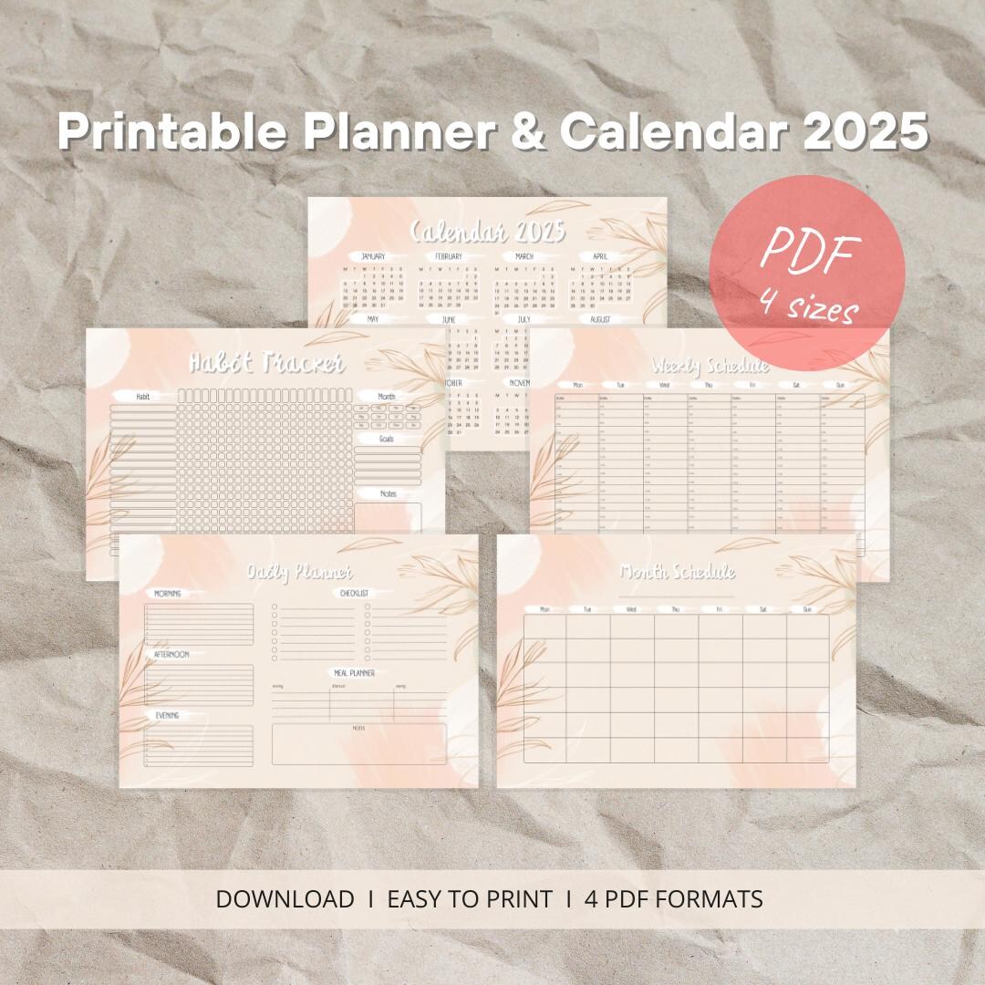 Printed Planner Template With Daily Planner, Weekly Planner, Monthly ...