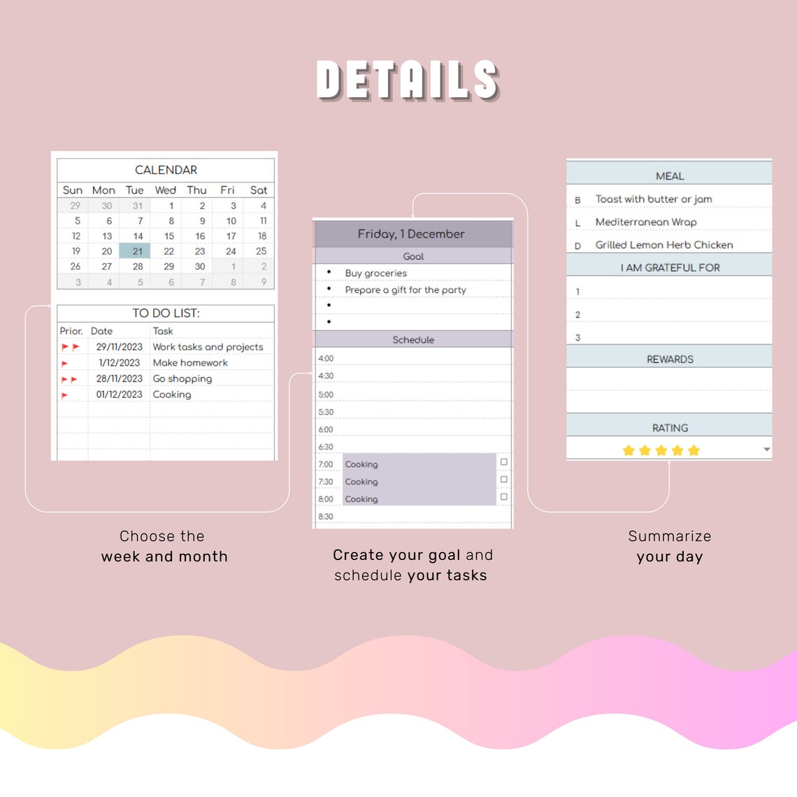 Weekly Planner Excel Template Daily Task Schedule To-do List Excel ...