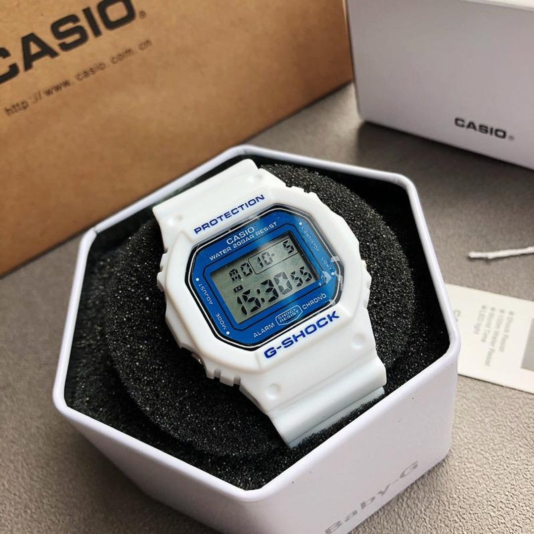 Customized Casio Watch, G-shock Watches, White Strap , Casio G Shock ...