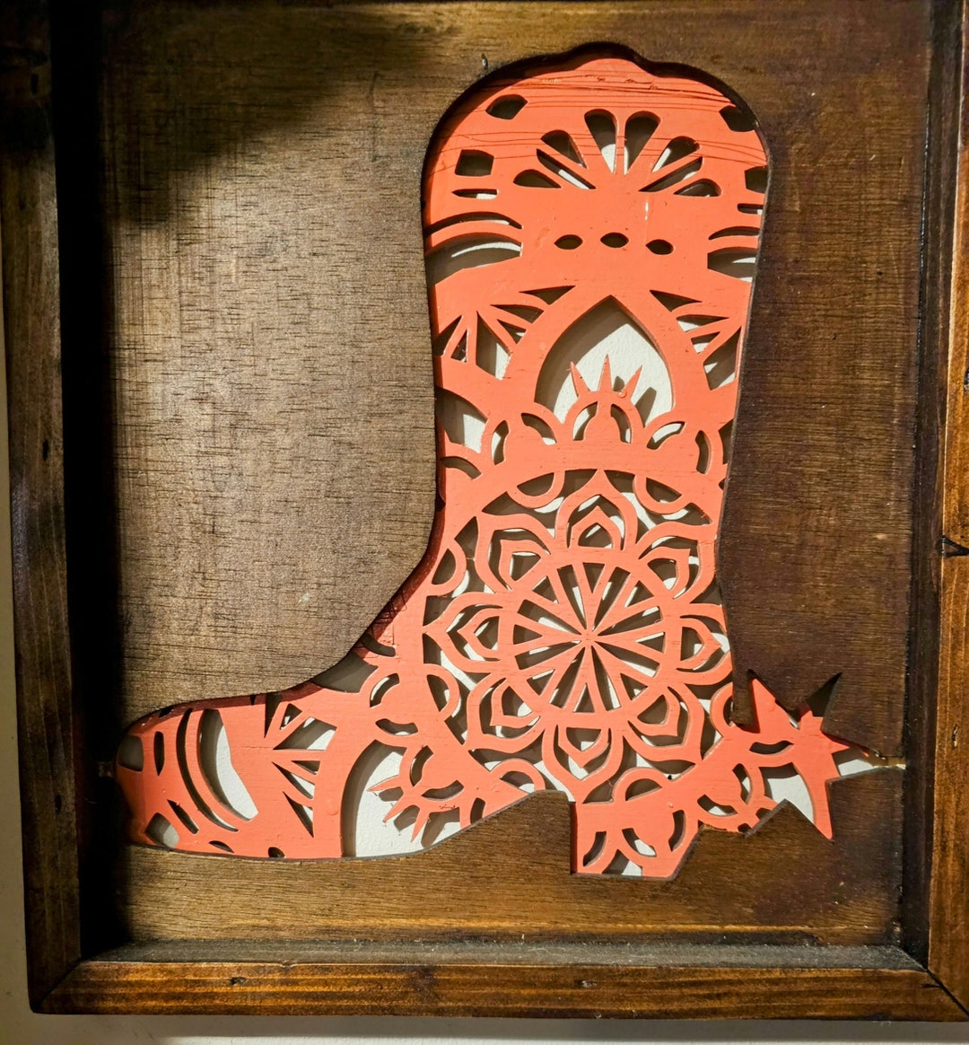 Reclaimed Wood Cowboy Boot Mandala – Rustic Western Wall Decor - Etsy