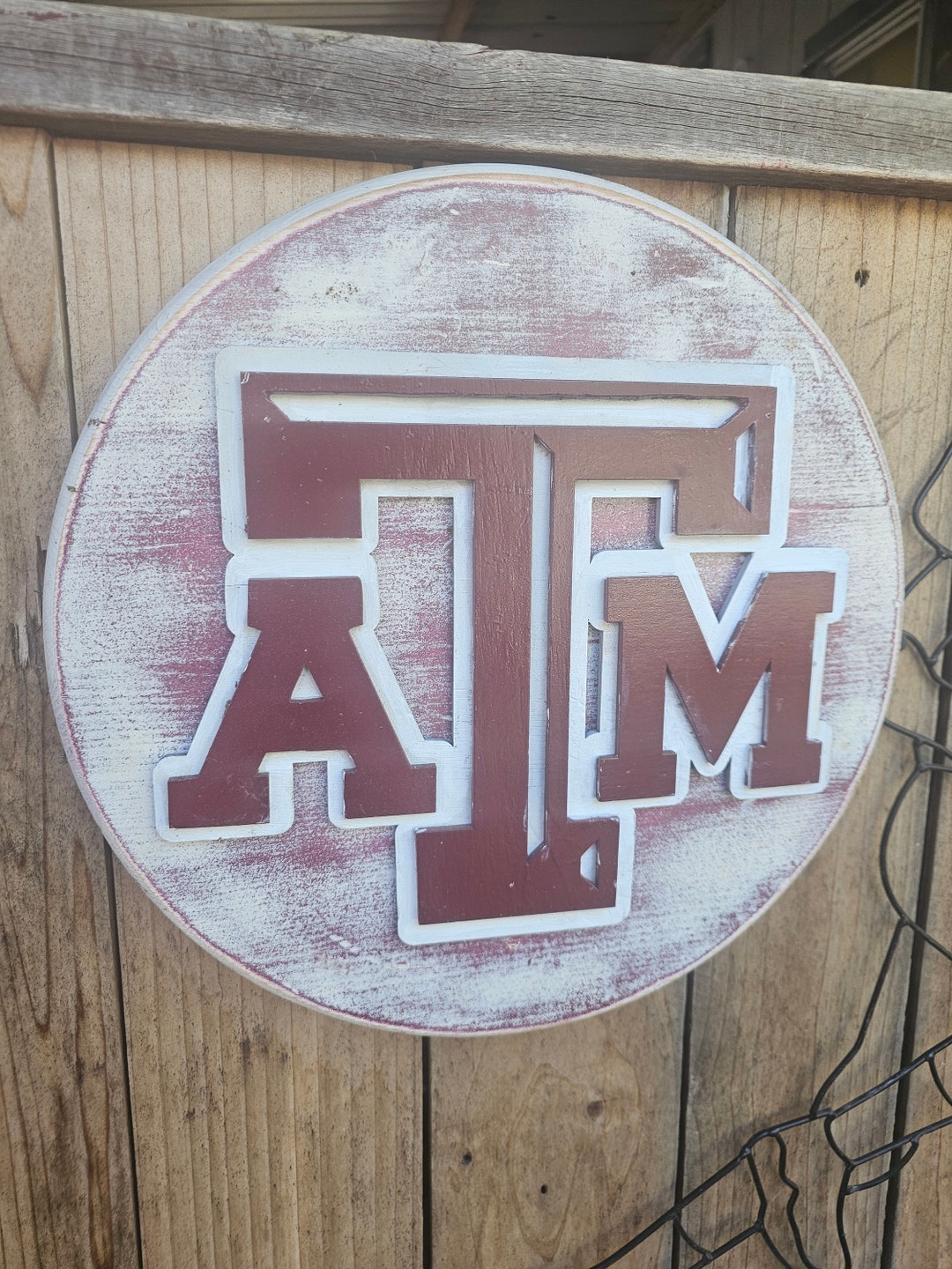 Rustic Texas A&M Aggies ATM Logo Sign Vintage Decor for Game Day, Man ...