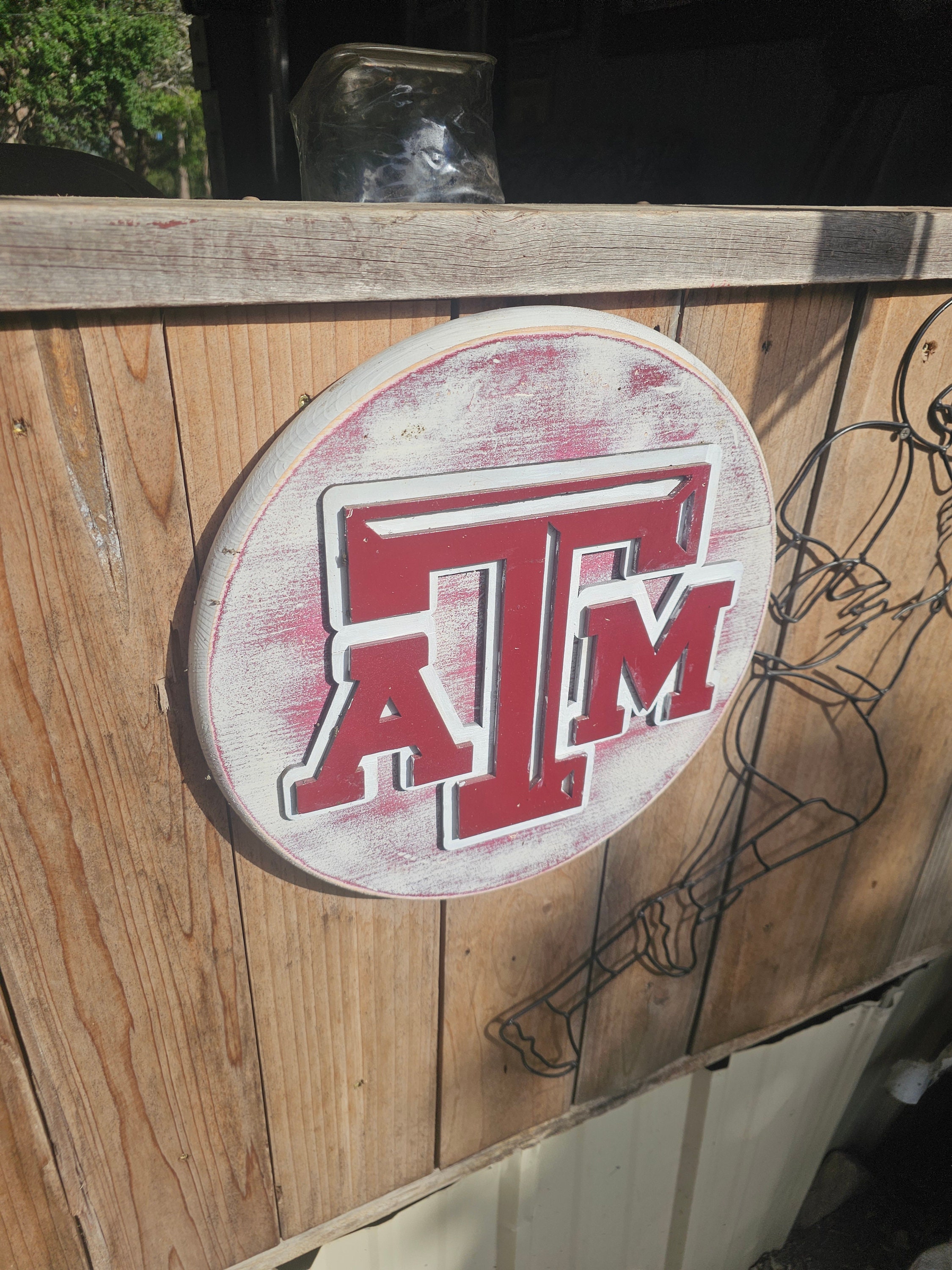 Rustic Texas A&M Aggies ATM Logo Sign - Vintage Decor for Game Day, Man ...