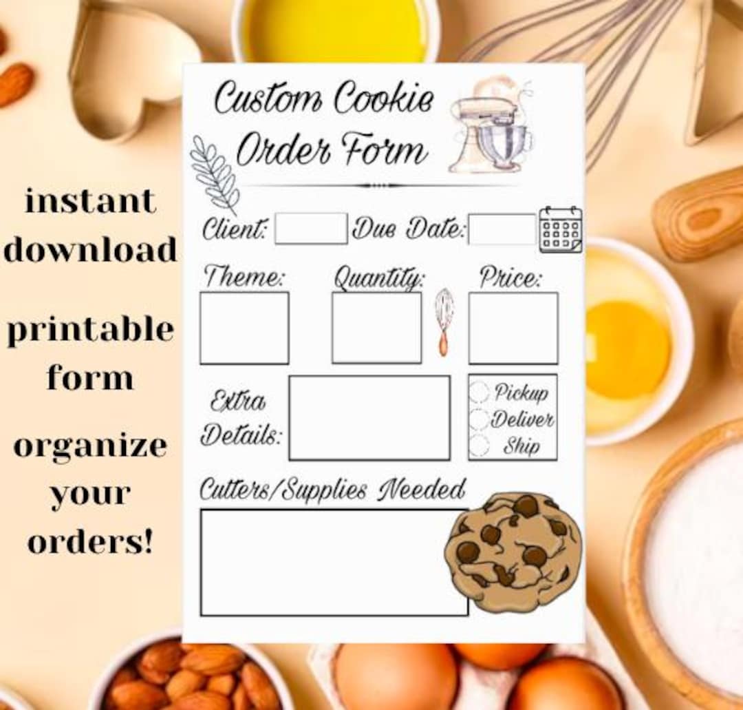 Cookie Order Form/ Printable PDF/ Instant Download/ Business Template ...