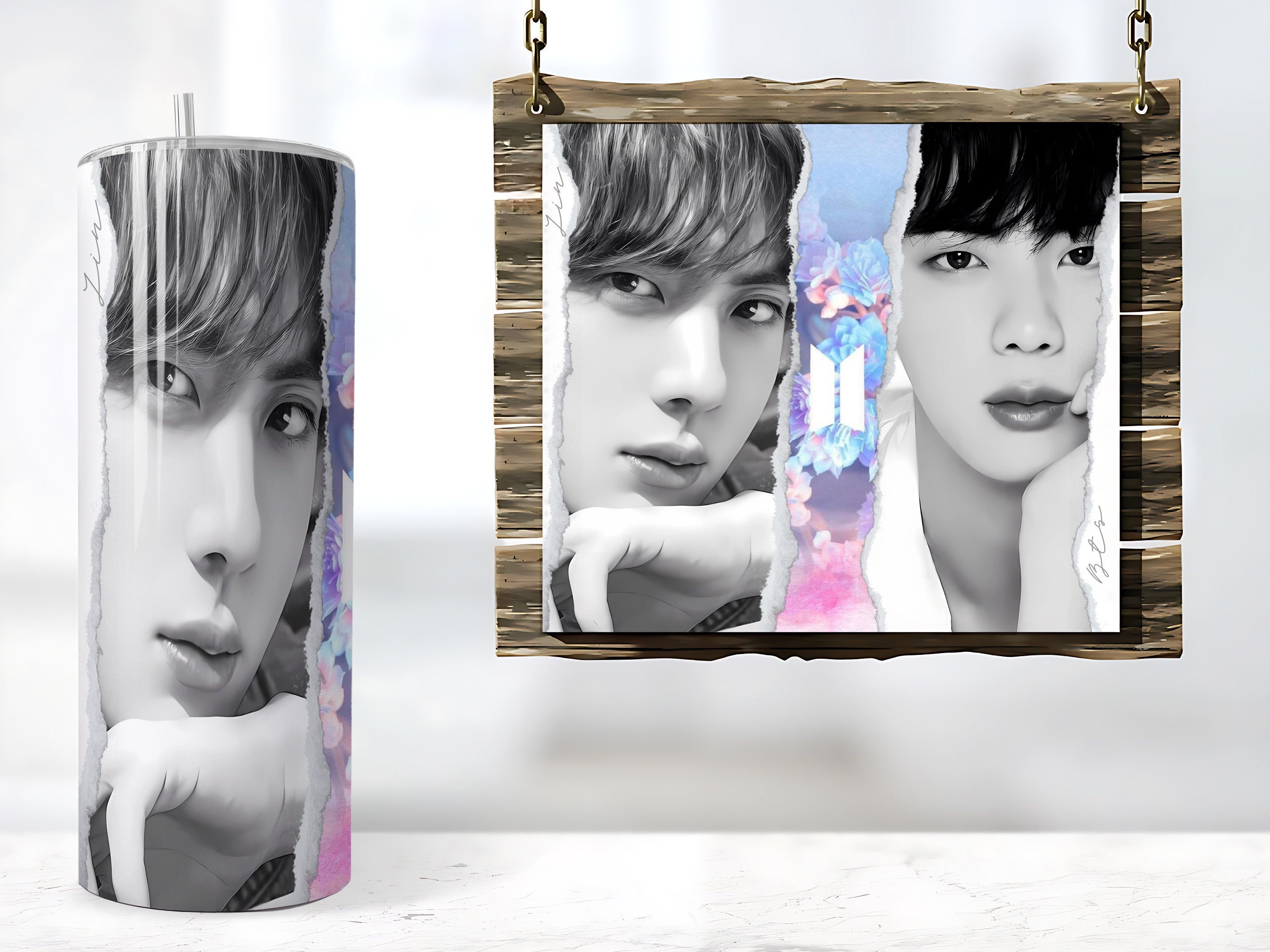BTS Jin 20oz Skinny Tumbler Wrap, Bangtan Army, BTS Jin Tumbler, Bts ...