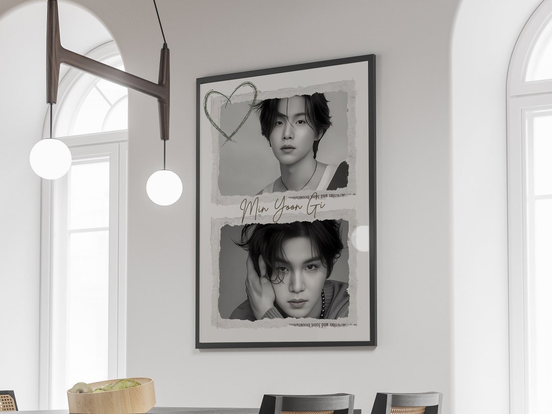 Suga Poster, Black and White, Yoongi Wall Art, Aesthetic Room Decor ...