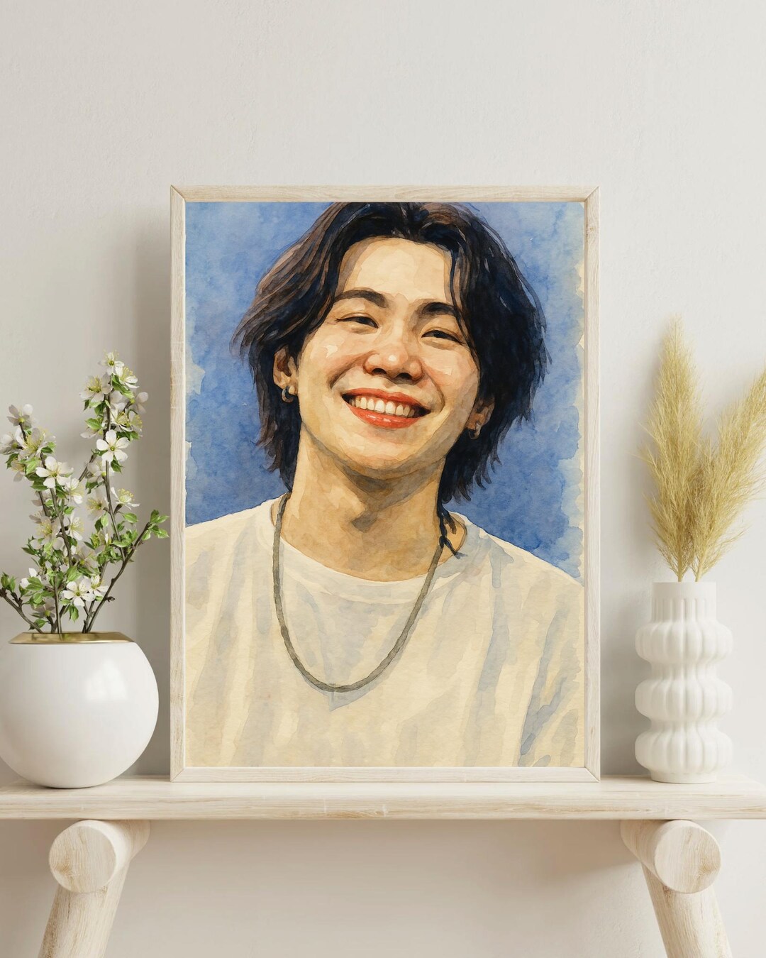 Suga Watercolor Portrait Digital Download | BTS Fan Art Printable Wall ...