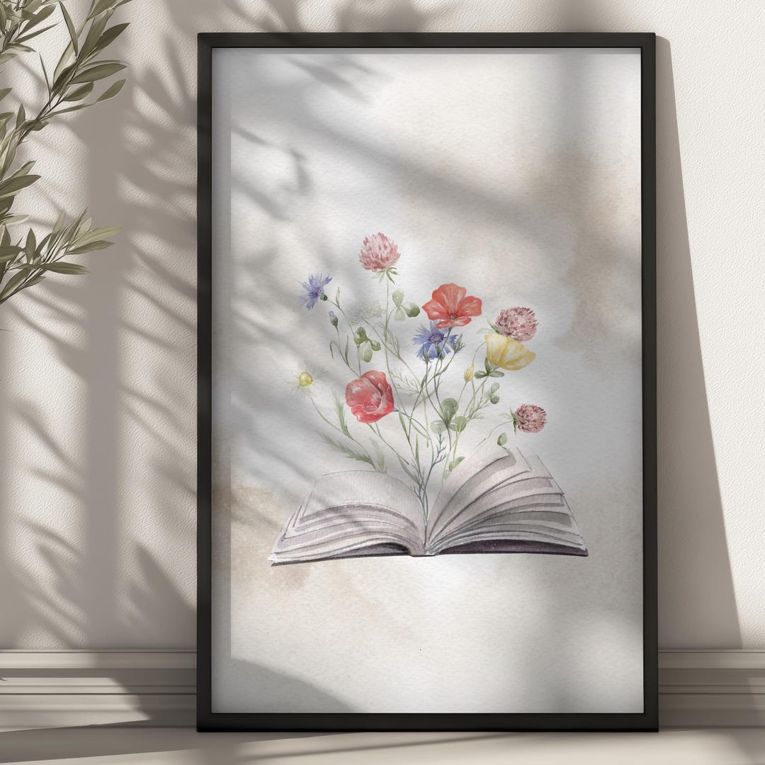 Floral Book Art Print | Digital Download | Watercolor Botanical ...
