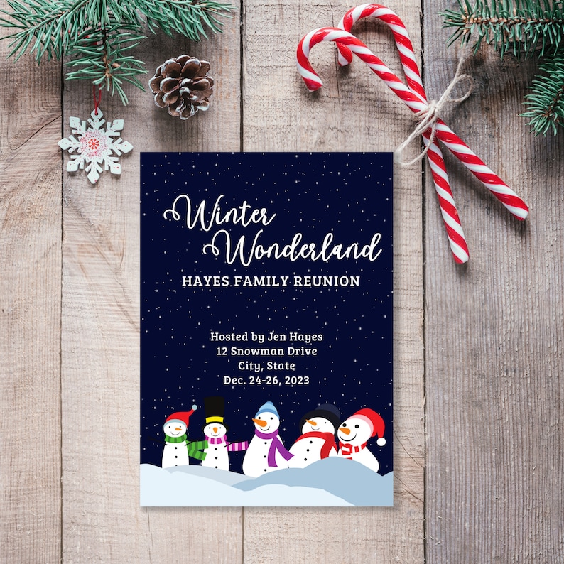 EDITABLE Winter Wonderland Invitation Christmas With Snow Family Dinner ...
