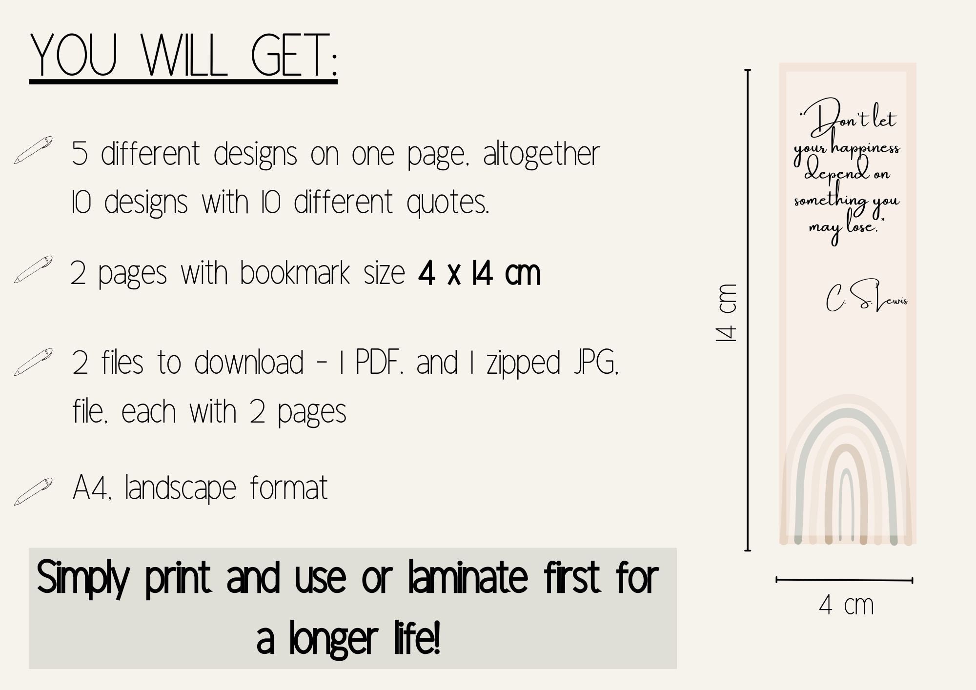 Printable Bookmarks, Digital Download, Set of 10 Bookmarks, Reading ...