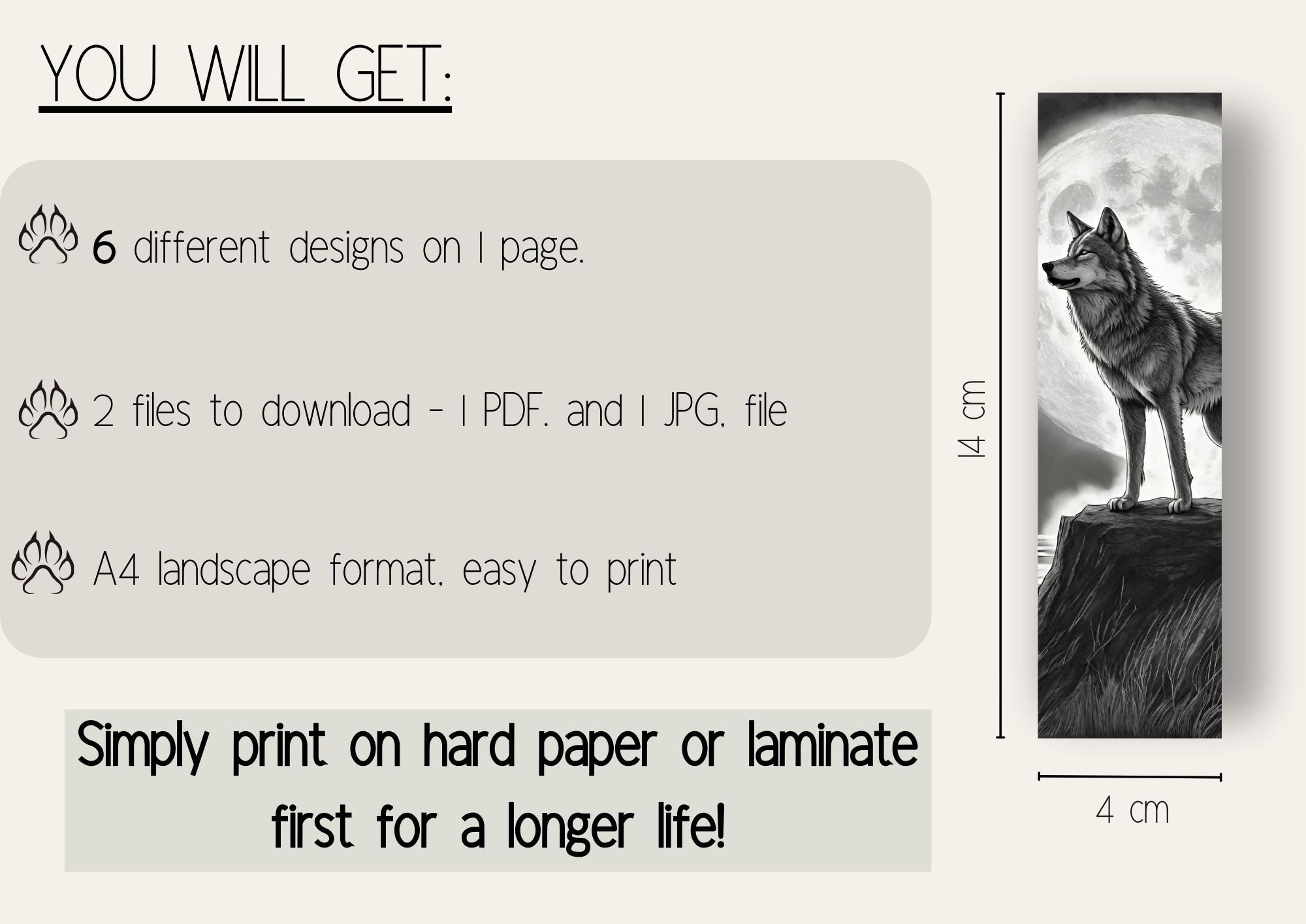 Wolves - Set of 6 Bookmarks, Printable Instant Digital Download ...