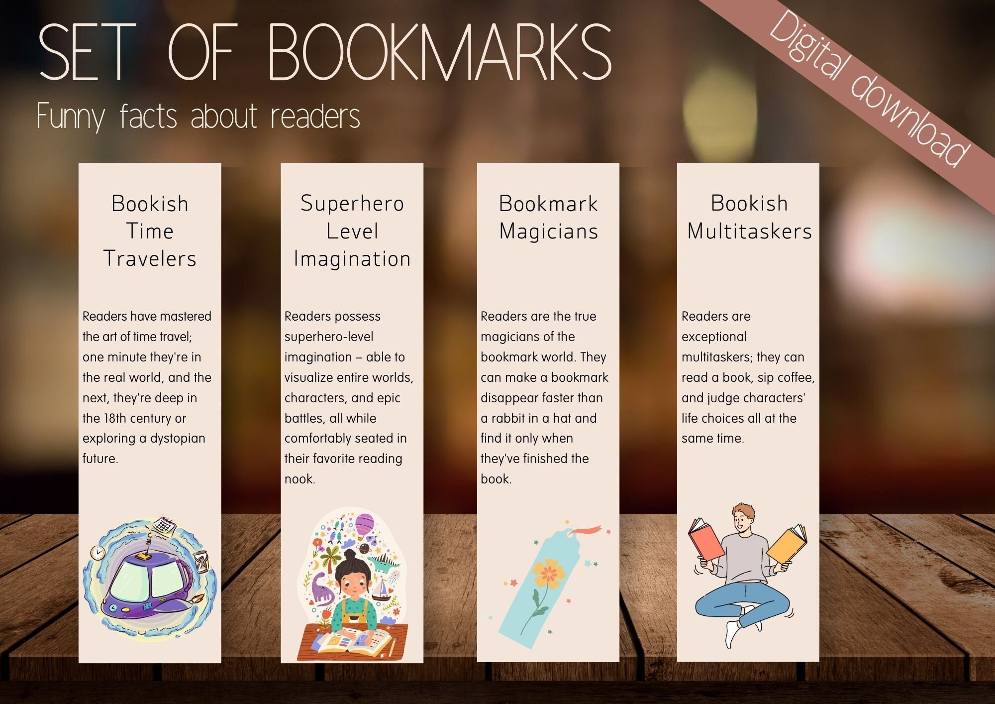 Funny Bookmarks, Printable, Instant Download, Quotes, Facts, Readers ...