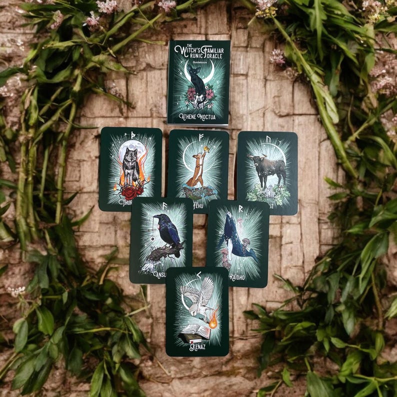 The Witch's Familiar Runic Oracle, A Sealed 24 Card Deck and Guide Book ...