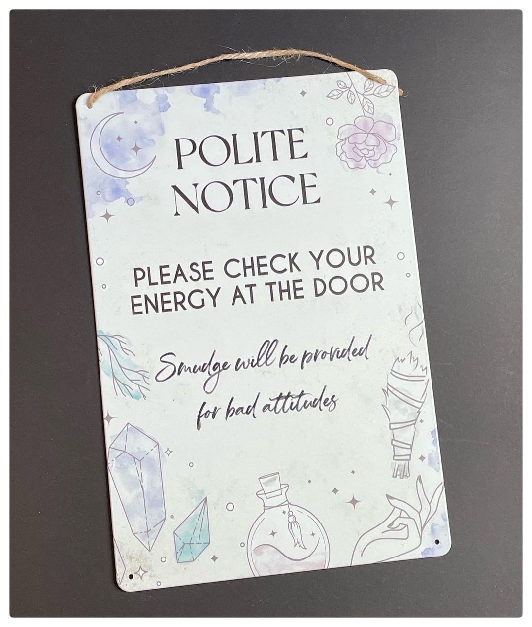 Fun Metal Polite Notice Sign, Check Your Energy - Etsy