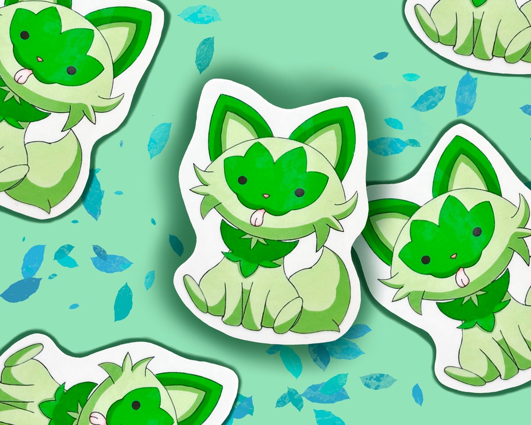 Pokemon Grass Type Sprigatito Derpy Pokemon Vinyl Glossy Sticker for ...