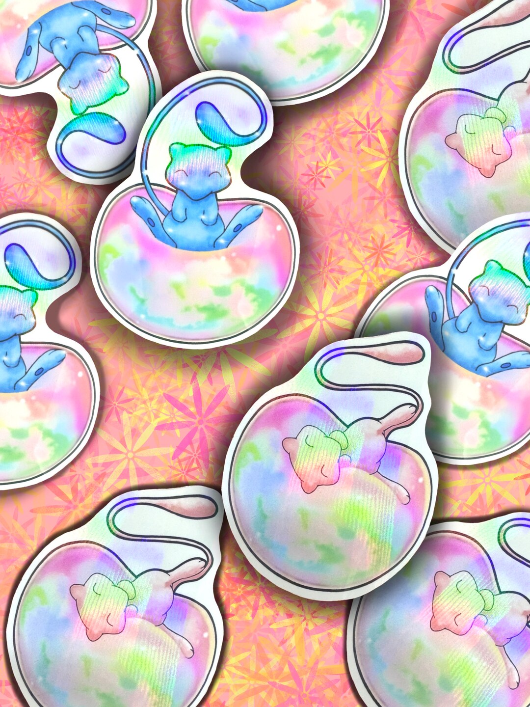 Pokemon Mew Pokemon Vinyl Glossy Sticker Set of 2 Mew and Shiny Mew ...