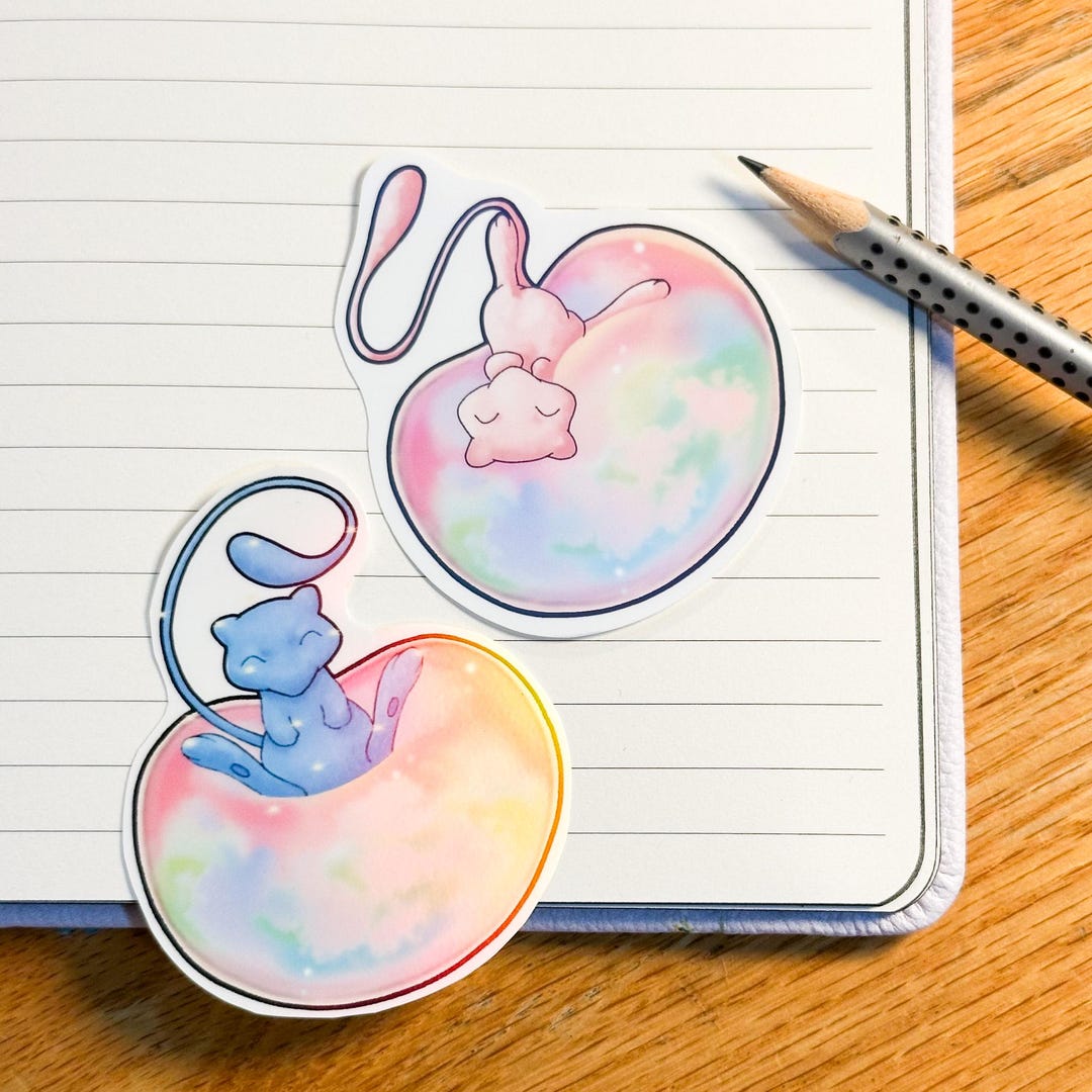 Pokemon Mew Pokemon Vinyl Glossy Sticker Mew and Shiny Mew Pokemon ...