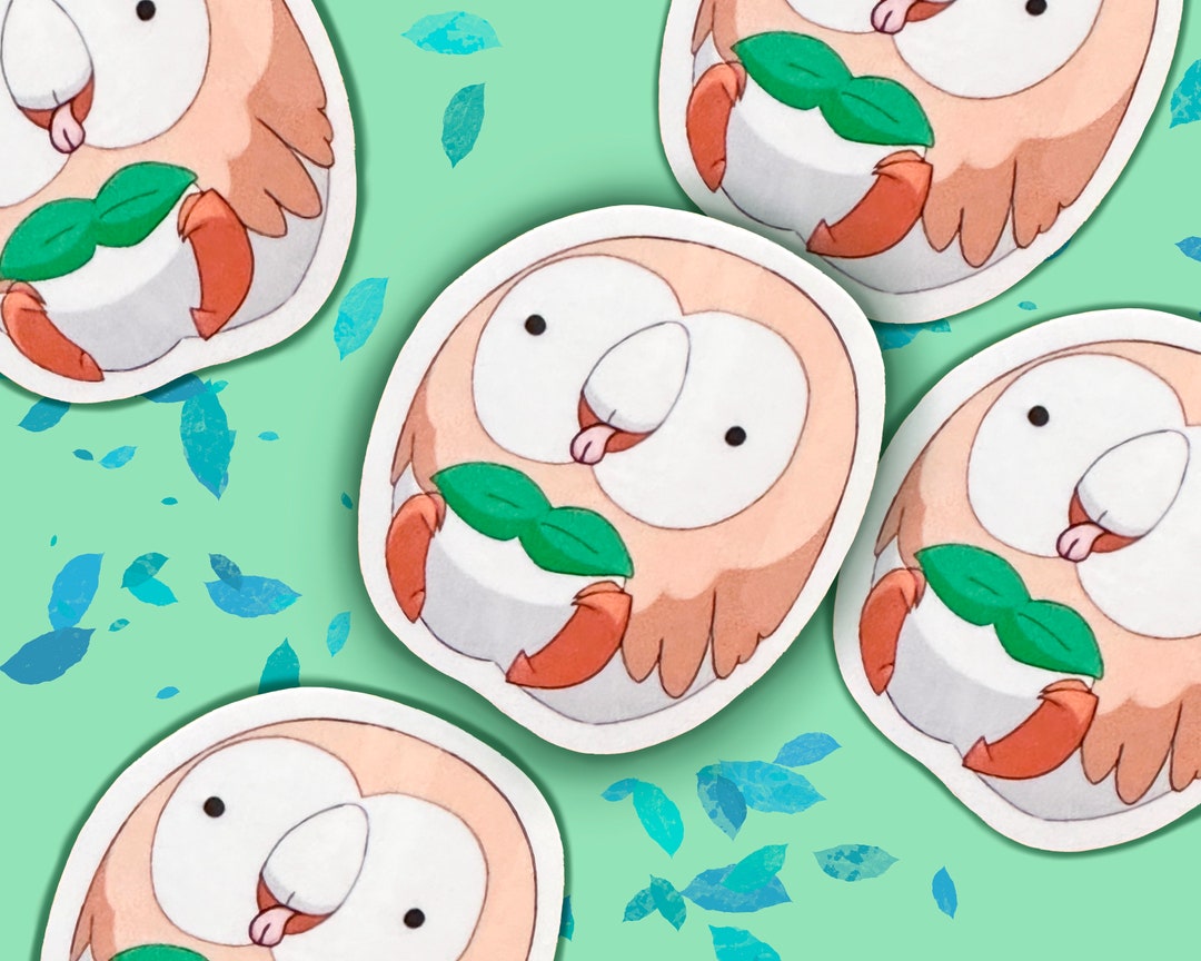 Pokemon Grass Type Rowlet Derpy Pokemon Vinyl Glossy Sticker for ...